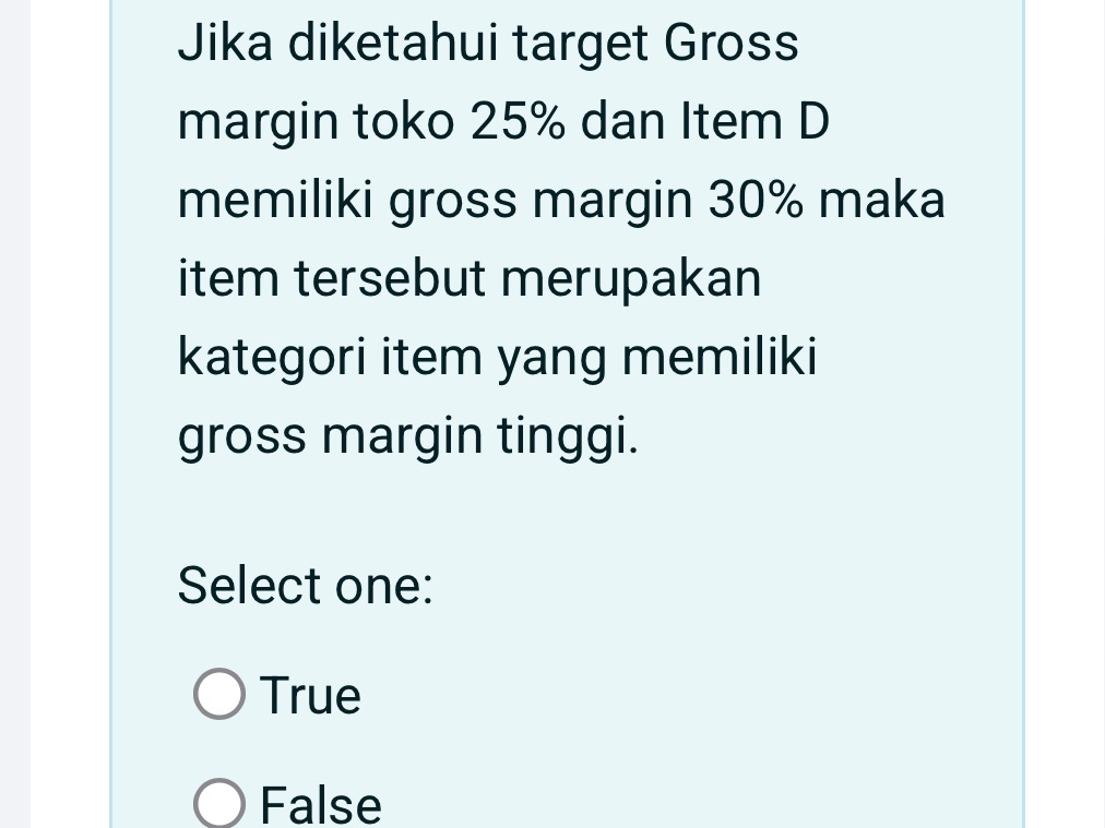 Jika diketahui target Gross margin toko 25% | StudyX