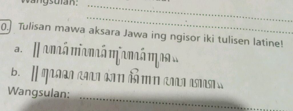 0. Tulisan mawa aksara Jawa ing ngisor iki | StudyX