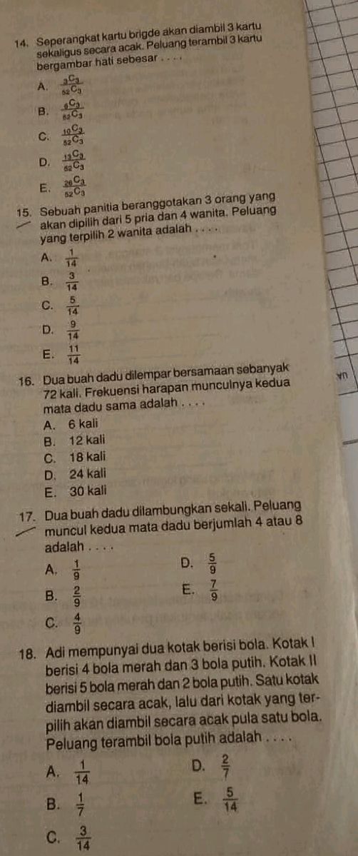 14. Seperangkat kartu brigde akan diambil 3 | StudyX