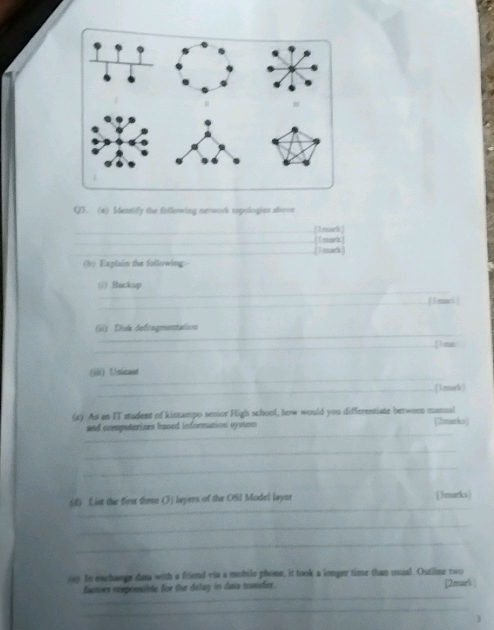 Q3. (a) Identify the following network | StudyX