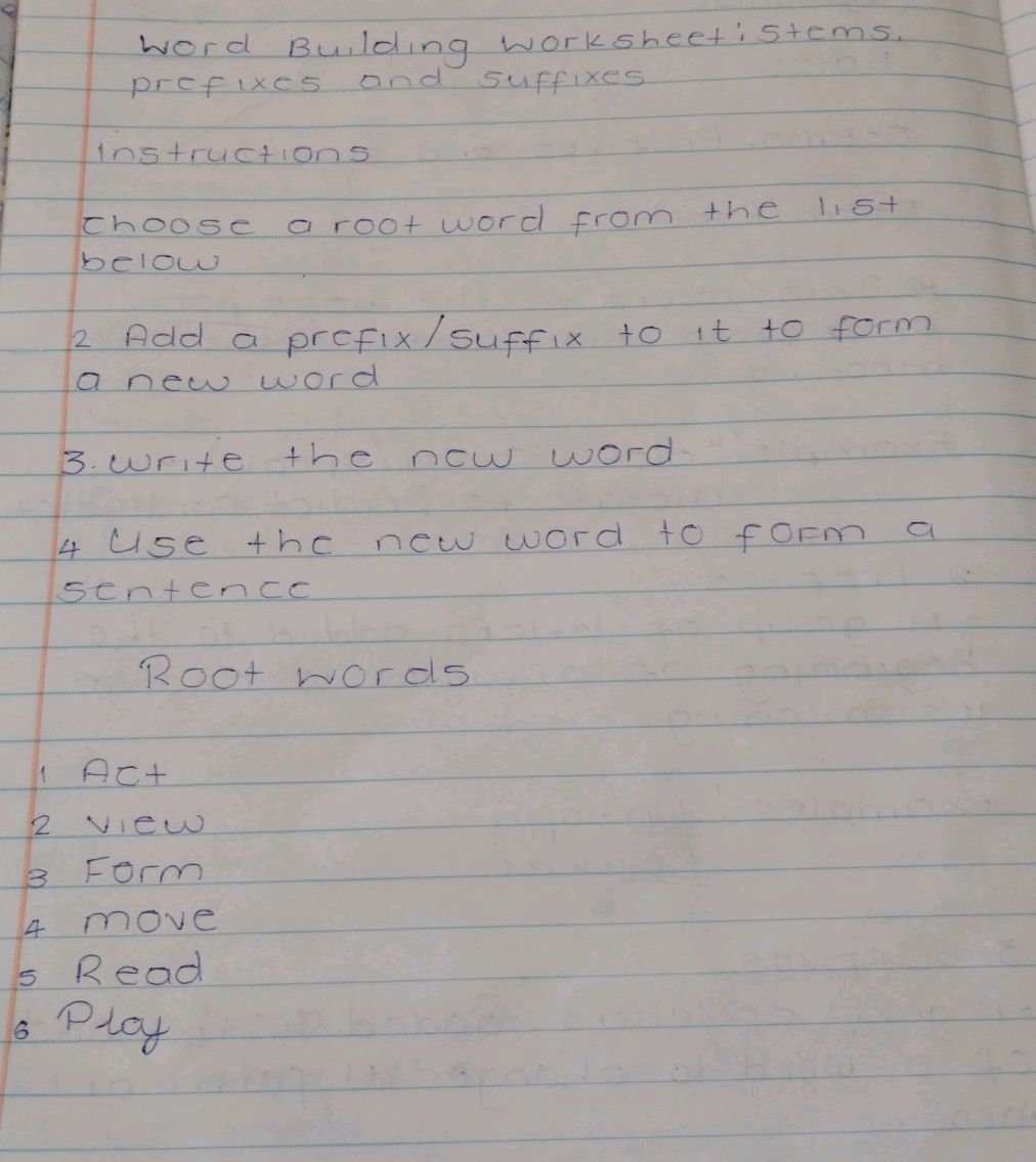 Word Building worksheet: stems, prefixes and | StudyX
