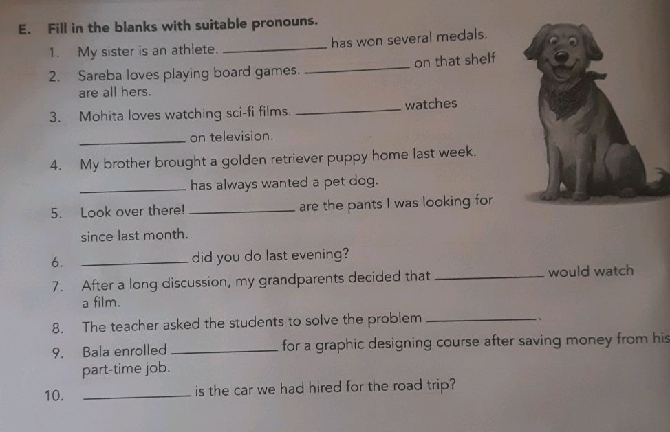 E. Fill in the blanks with suitable | StudyX