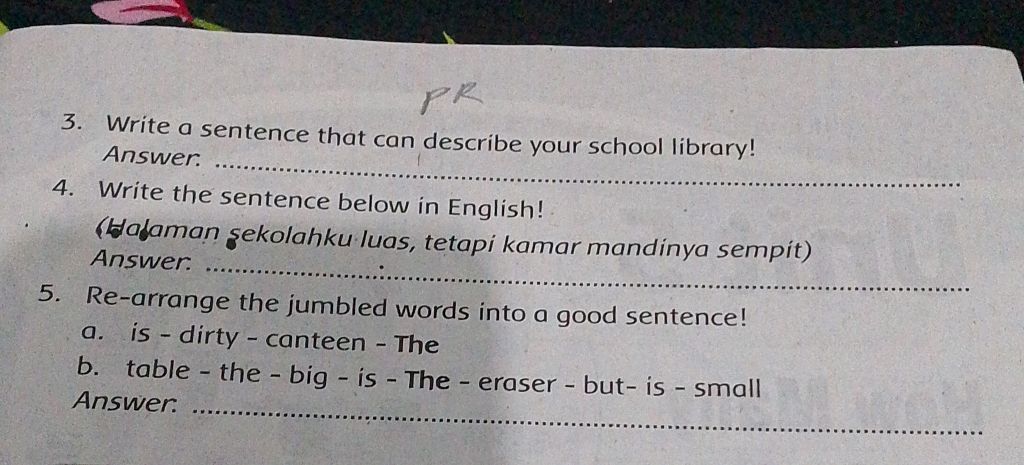 3. Write a sentence that can describe your | StudyX