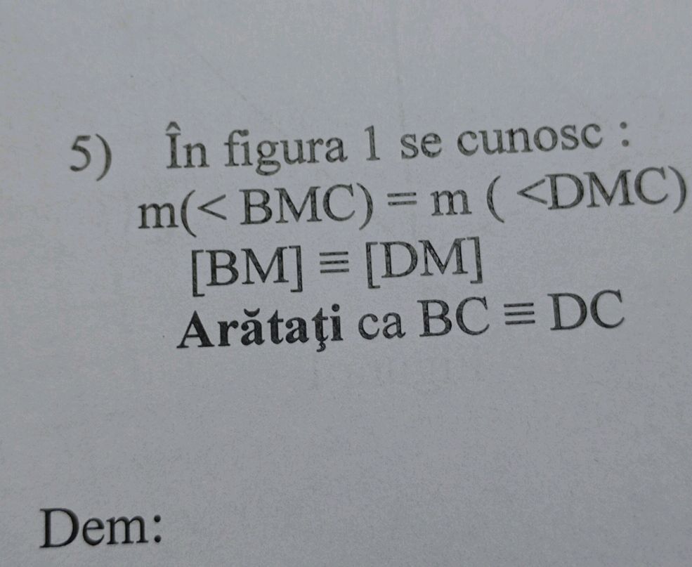 5) În figura 1 se cunosc : $m(