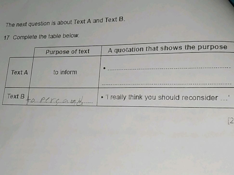 17 Complete the table below. | Purpose of | StudyX