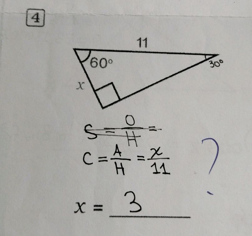 4 ``` ``` 11 60° 30° x ``` ``` S = | StudyX