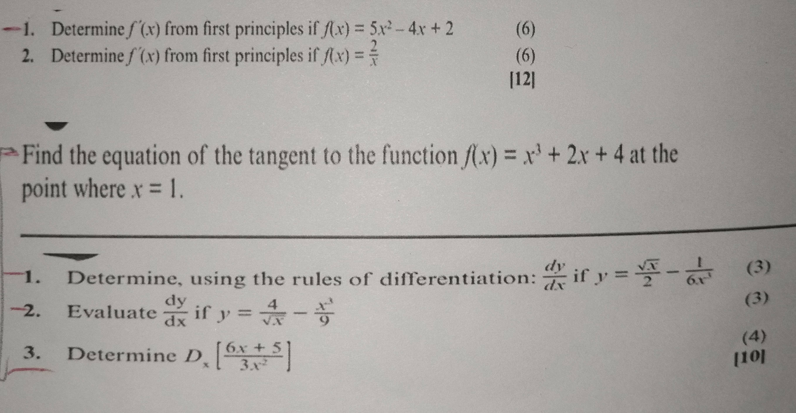 -1. Determine $f'(x)$ from first principles | StudyX