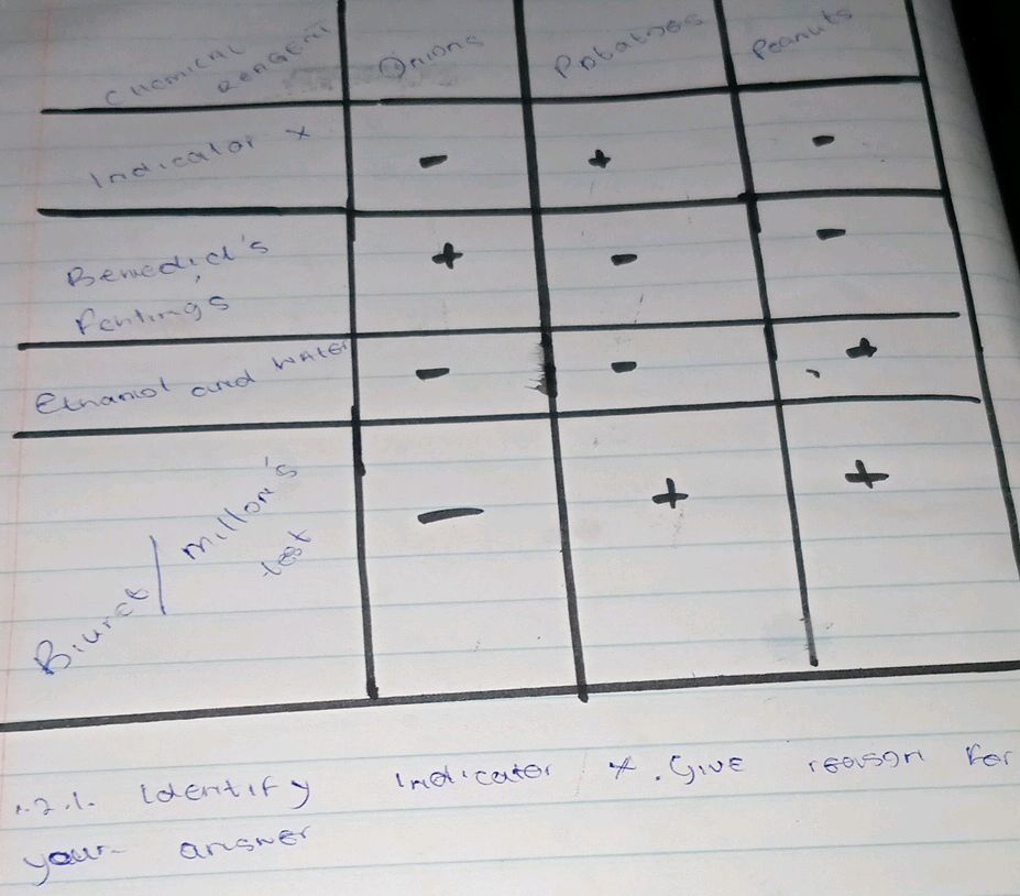 CHEMICAL REAGENT | Onions | Potatoes | | StudyX