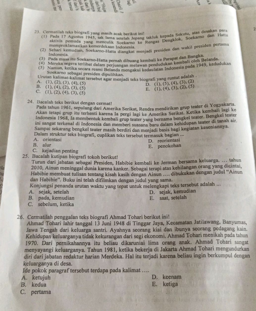 23. Cermatilah teks biografi yang masih acak | StudyX