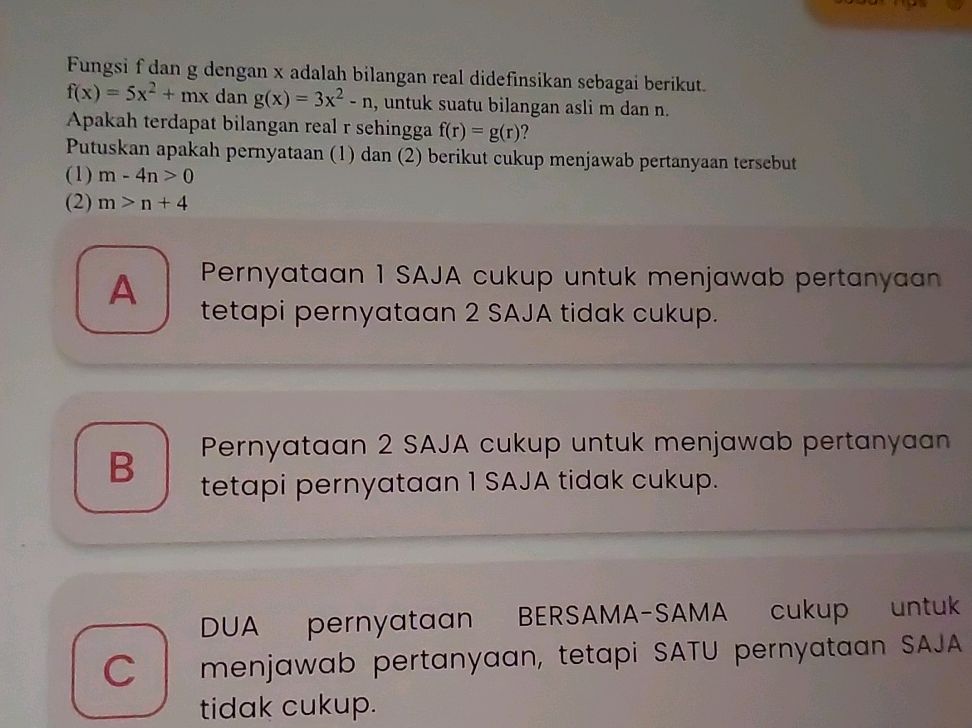 Fungsi f dan g dengan x adalah bilangan real | StudyX