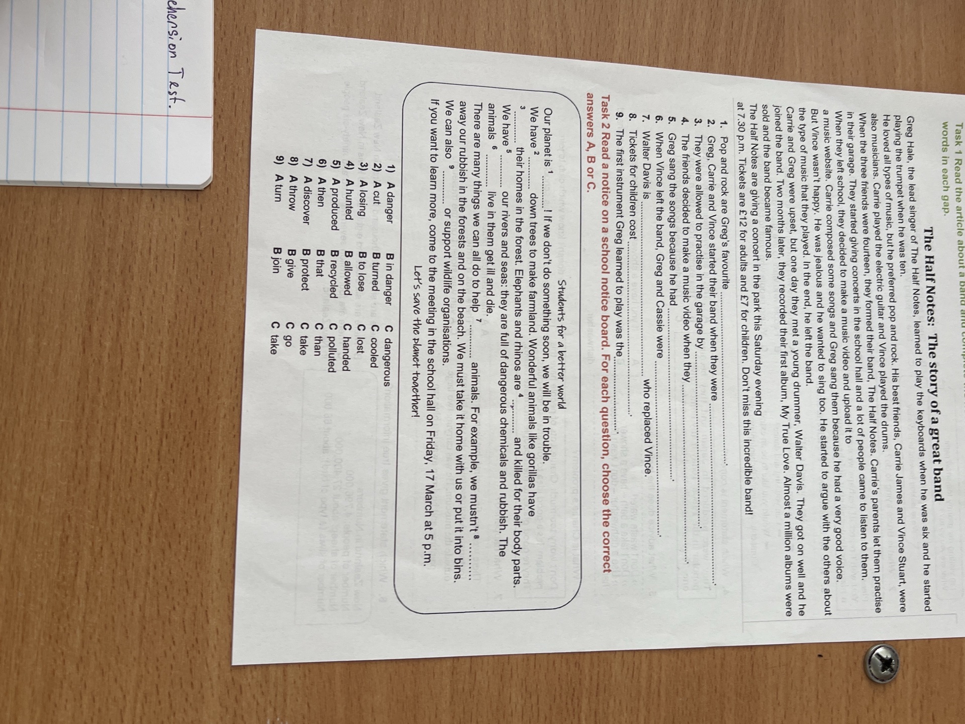 Task 1 Read the article about a band and | StudyX