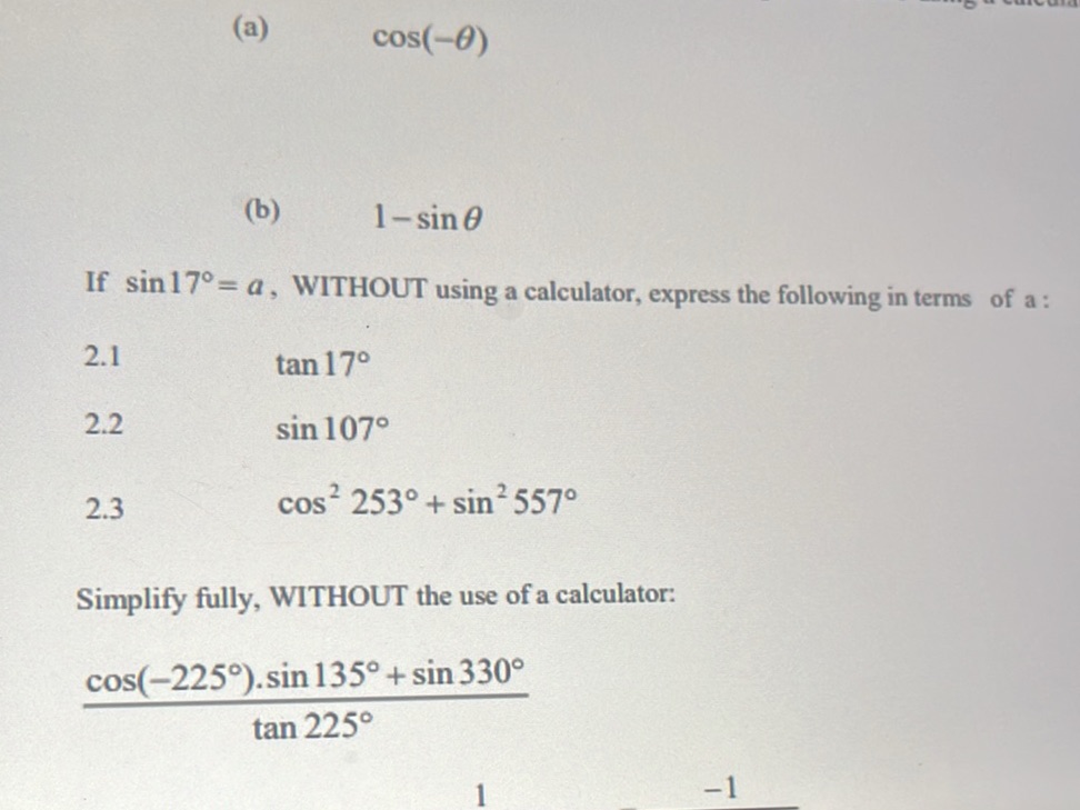 If $ 17^ = a$, WITHOUT using a calculator,