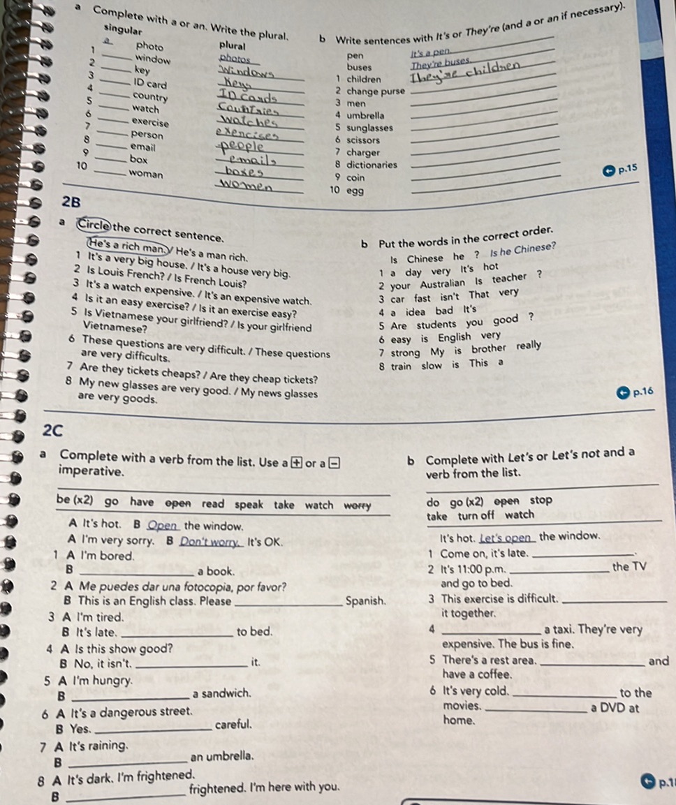 a Complete with a or an. Write the plural. | StudyX