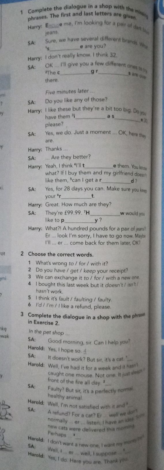 1 Complete the dialogue in a shop with the | StudyX