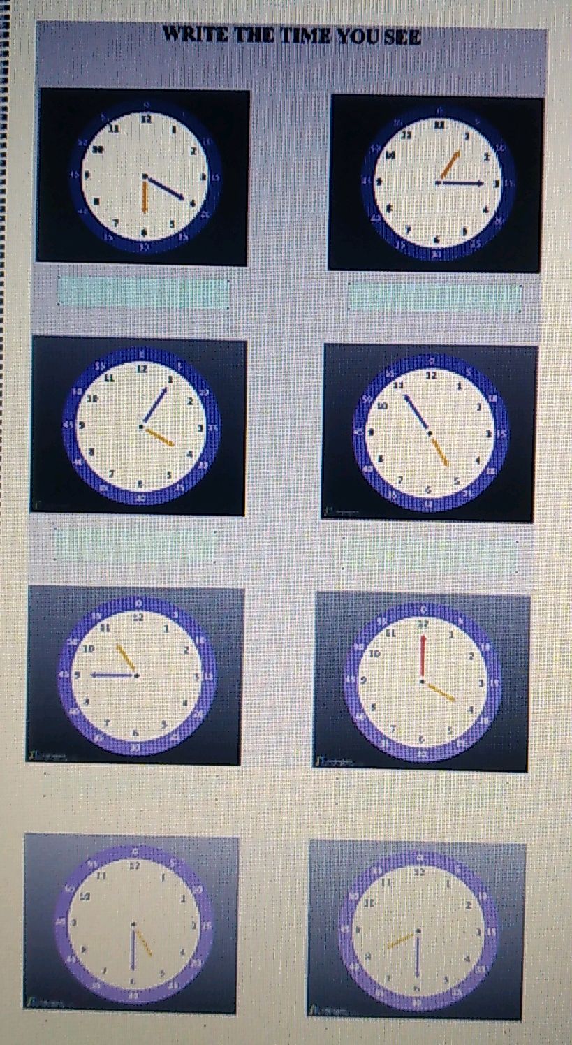 WRITE THE TIME YOU SEE (Images of clocks | StudyX