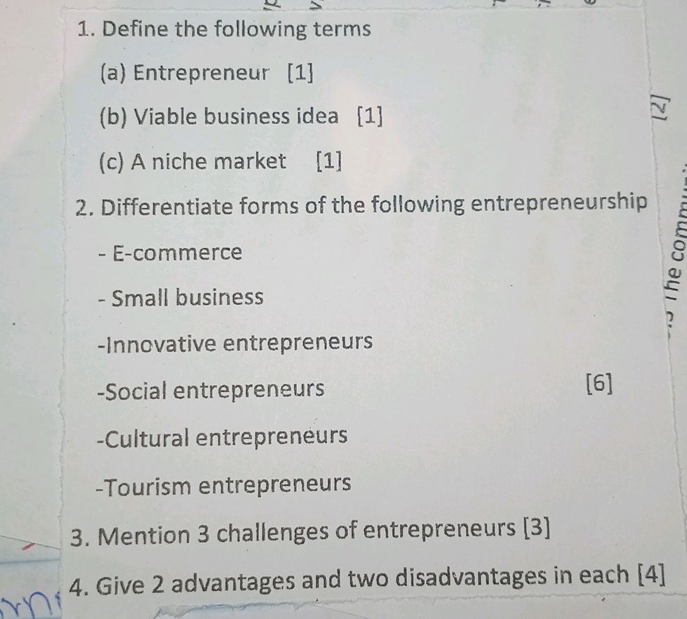 1. Define the following terms (a) | StudyX
