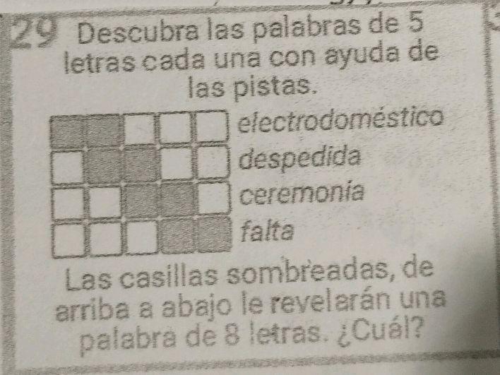 Descubra las palabras de 5 letras cada una | StudyX