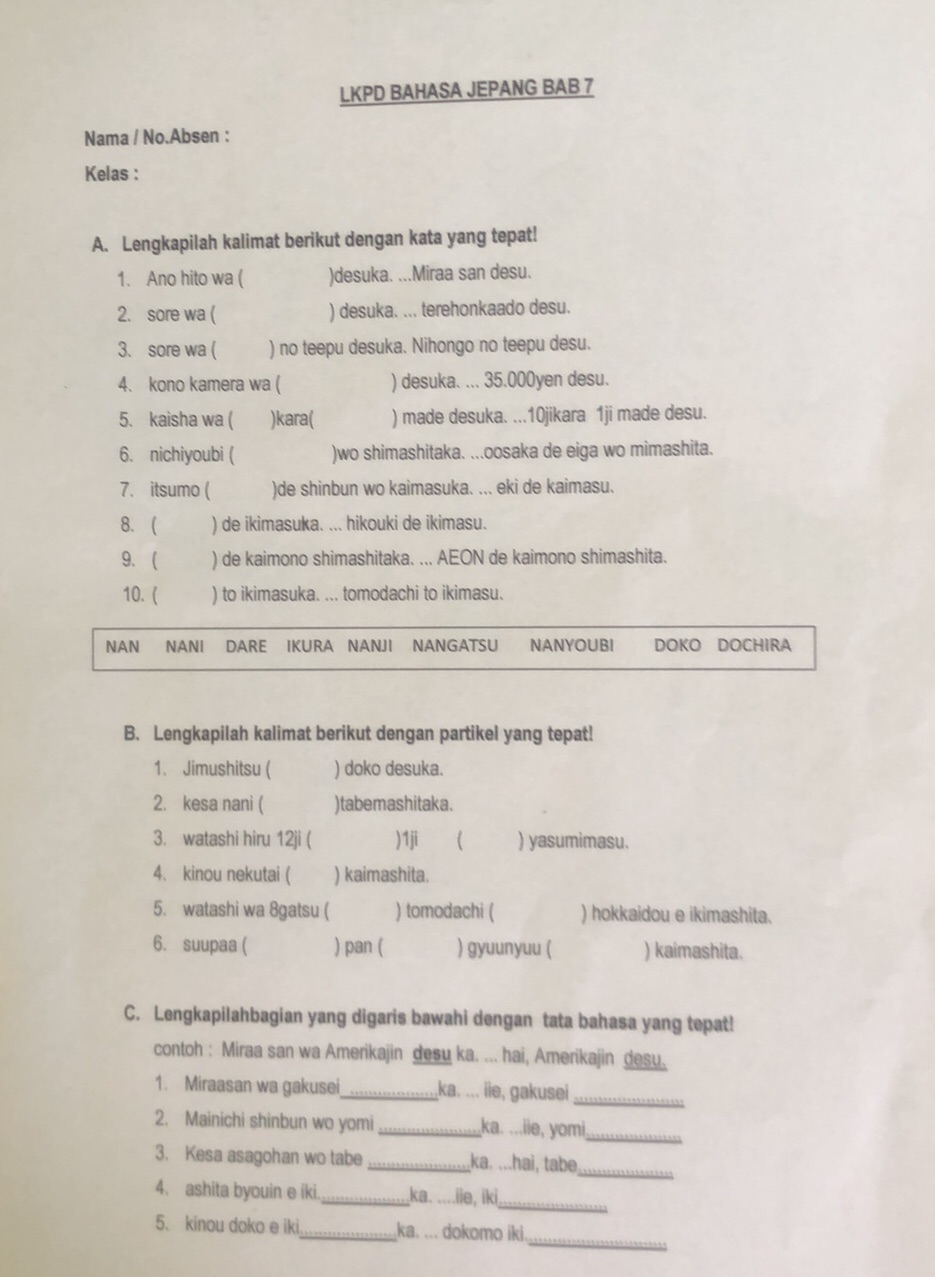 A. Lengkapilah kalimat berikut dengan kata | StudyX