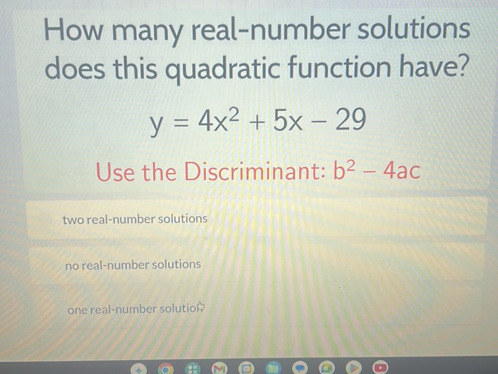 How many real-number solutions does this | StudyX