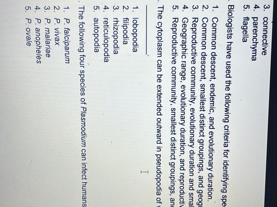 Biologists have used the following criteria | StudyX