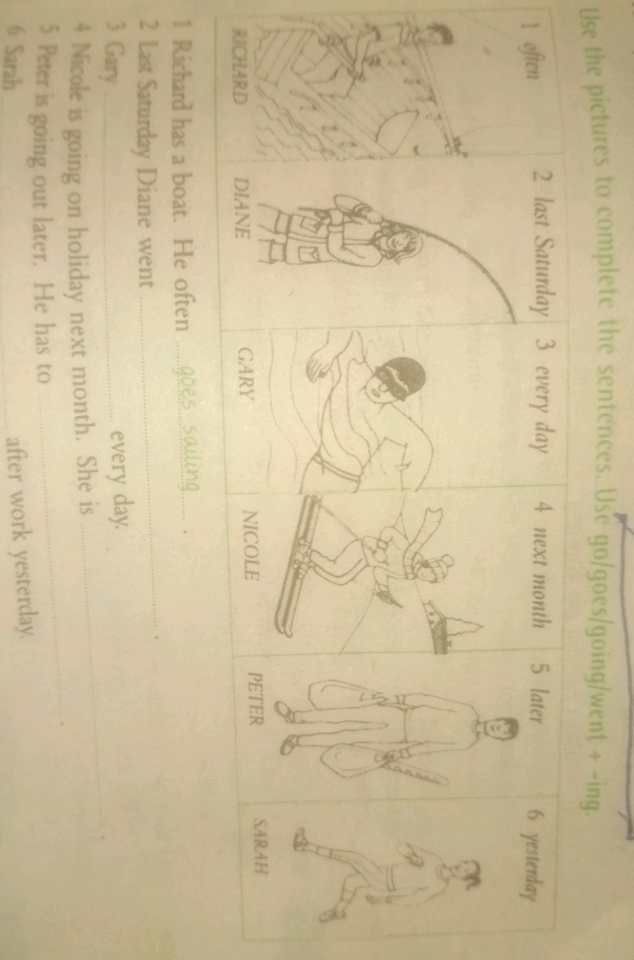 Use the pictures to complete the sentences. | StudyX