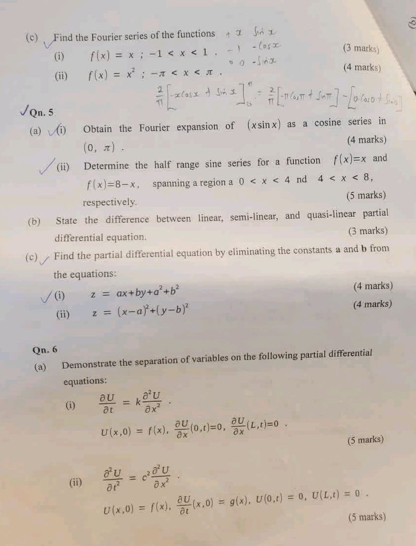 (c) Find the Fourier series of the functions | StudyX