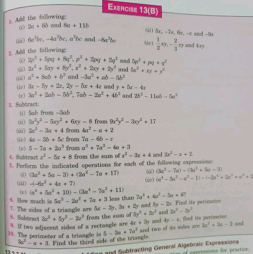 1. Add the following: (i) 2a + 8b and 8a + | StudyX