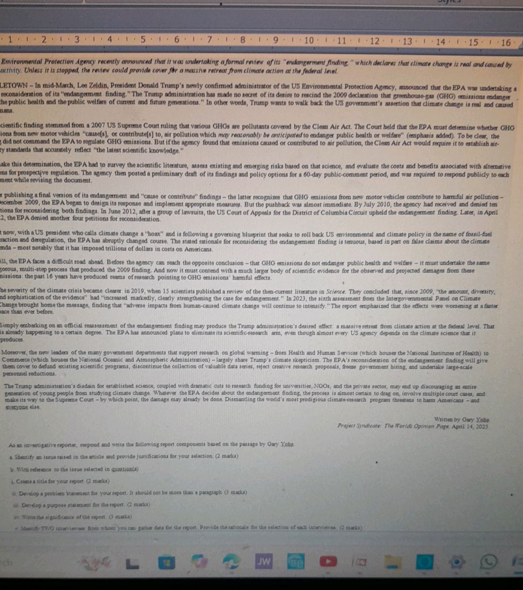 As an investigative reportur, respond and | StudyX