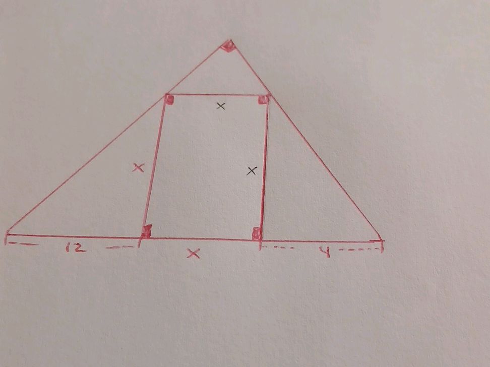 The image shows a triangle with a rectangle | StudyX