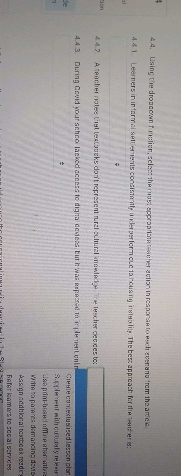 4.4. Using the dropdown function, select the | StudyX