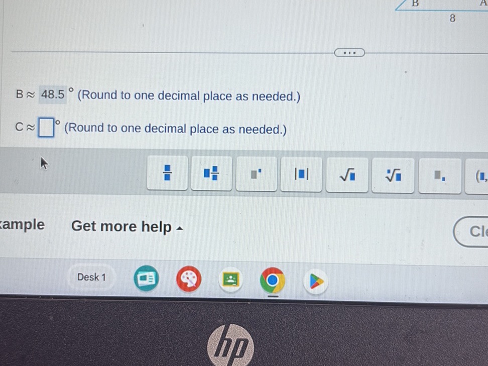 B ≈ 48.5° (Round to one decimal place as | StudyX