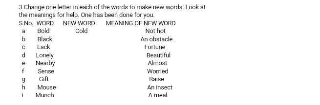 3. Change one letter in each of the words to | StudyX