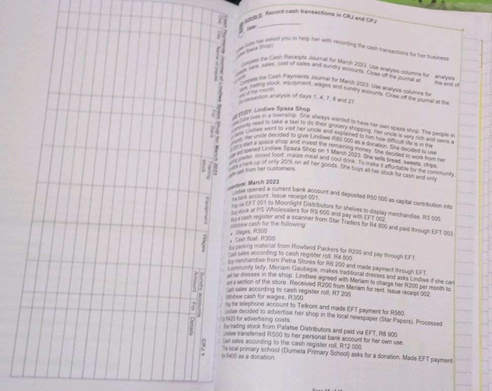 Record cash transactions in CRJ and CPJ | StudyX