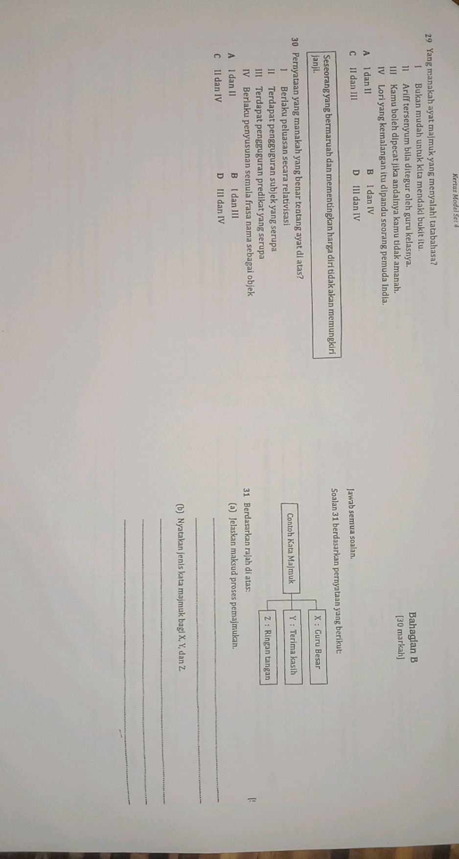 29 Yang manakah ayat majmuk yang menyalahi | StudyX