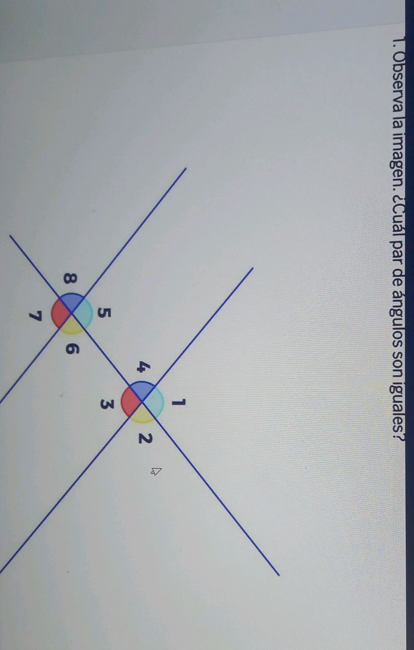 1. Observa la imagen. ¿Cuál par de ángulos | StudyX