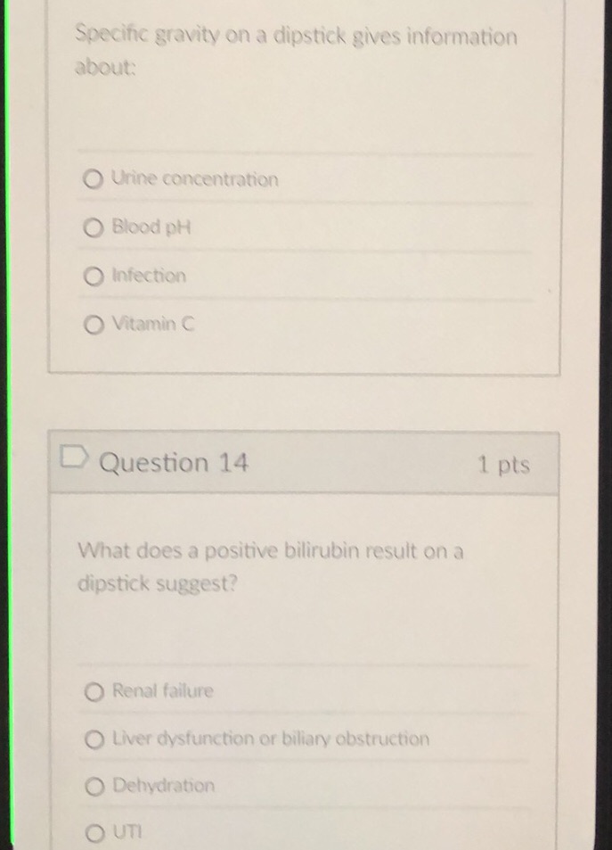 Specific gravity on a dipstick gives | StudyX