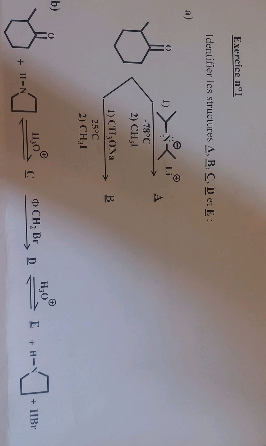 Exercice n°1 Identifier les structures A, B, | StudyX