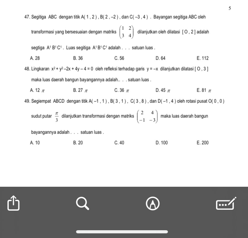 47. Segitiga ABC dengan titik A(1,2), | StudyX