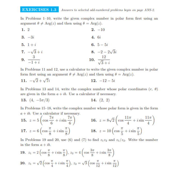 In Problems 1-10, write the given complex | StudyX