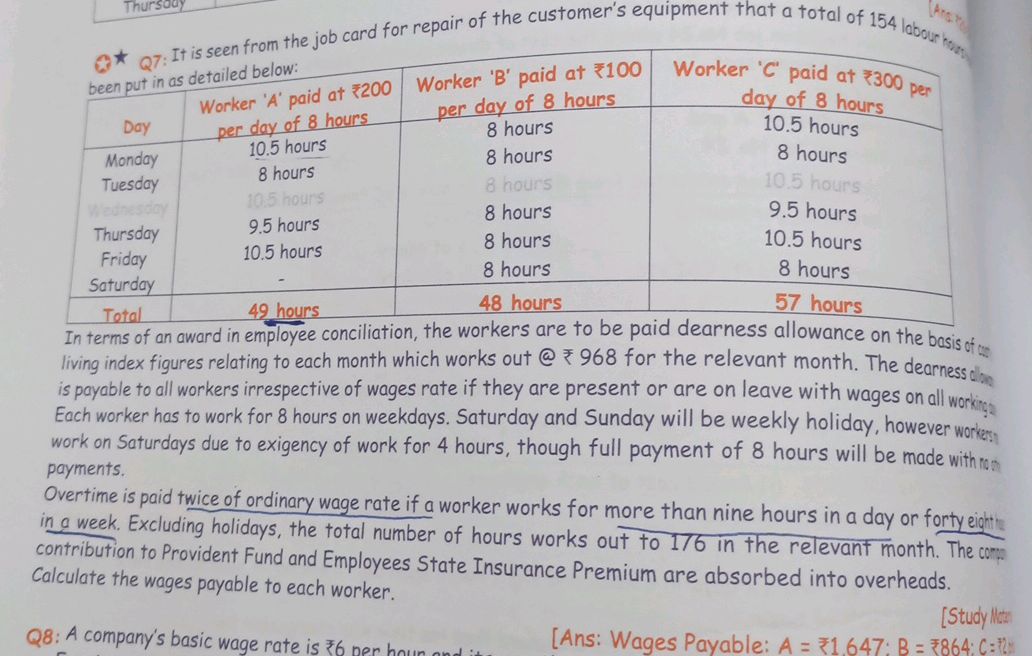 Q7: It is seen from the job card for repair | StudyX
