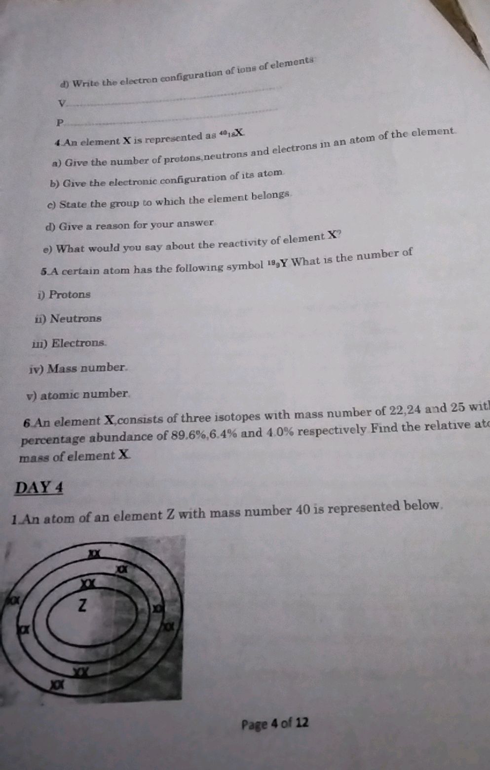 4. An element X is represented as | StudyX