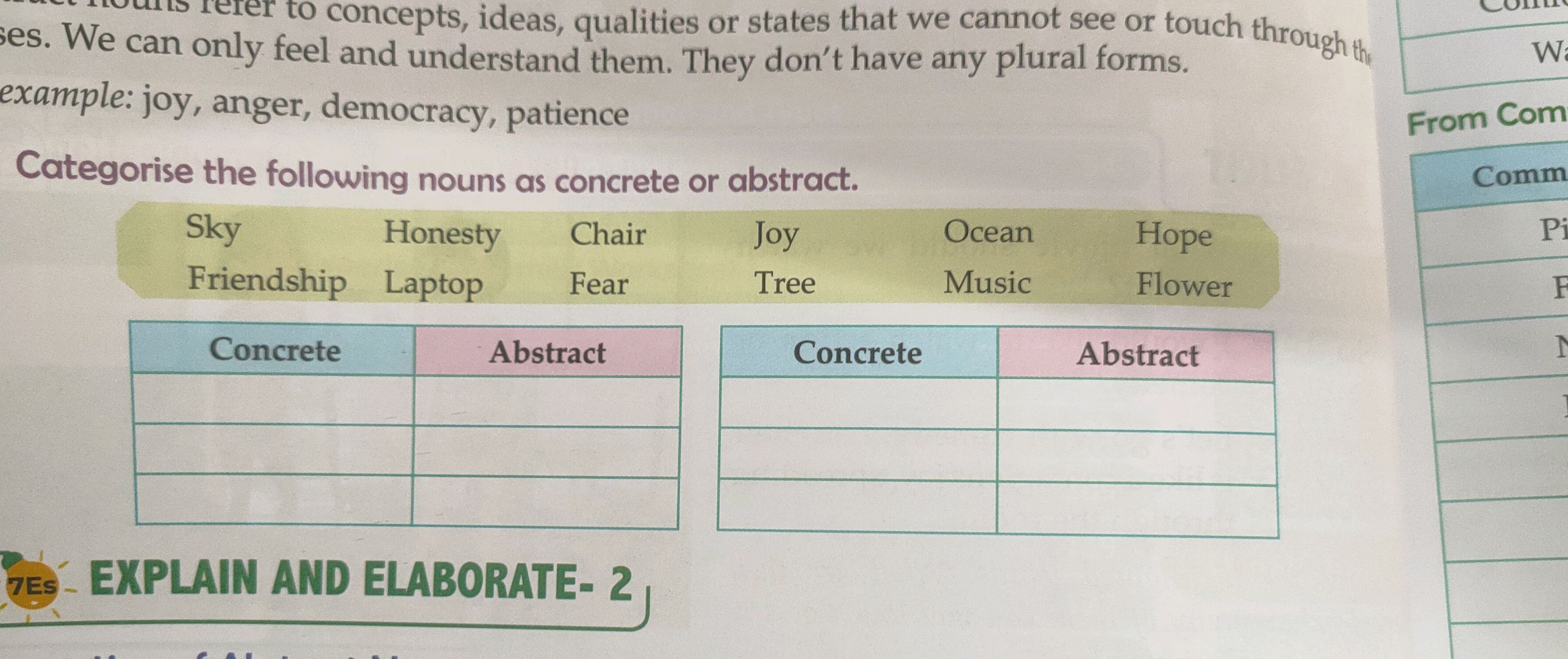 Categorise the following nouns as concrete | StudyX