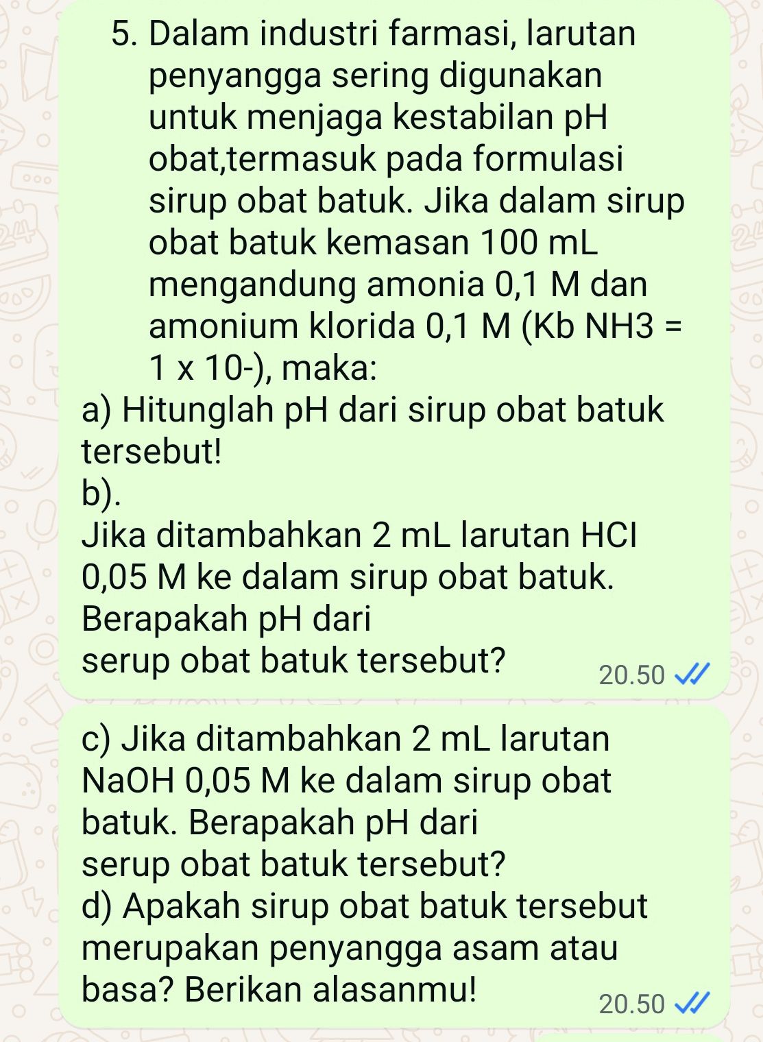 5. Dalam industri farmasi, larutan penyangga | StudyX