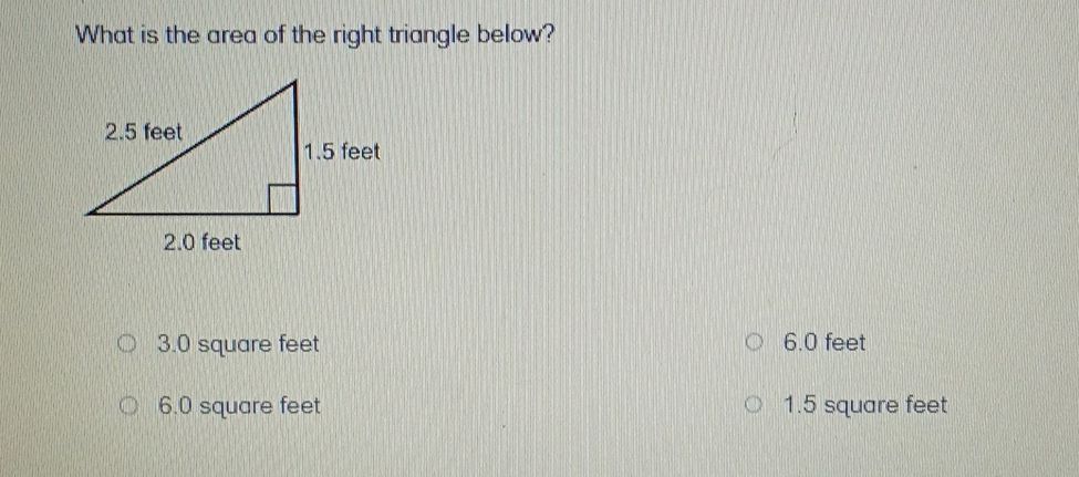 What is the area of the right triangle | StudyX