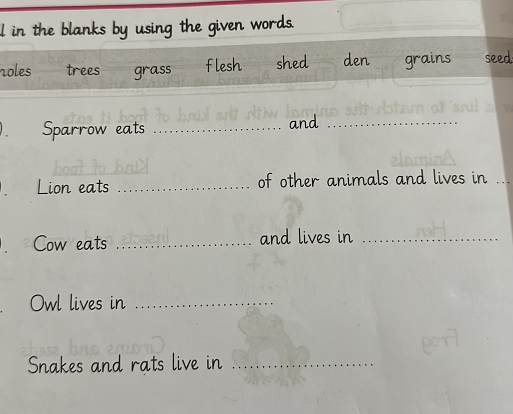 Fill in the blanks by using the given words. | StudyX