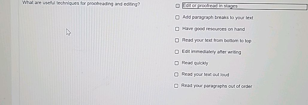 What are useful techniques for proofreading | StudyX