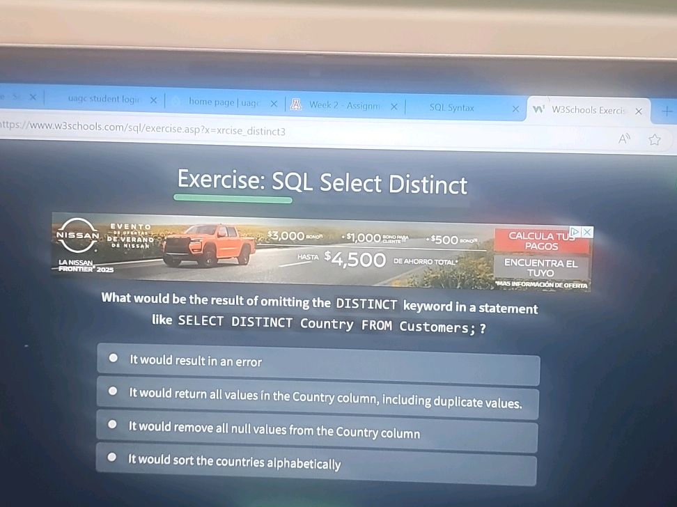 What would be the result of omitting the | StudyX