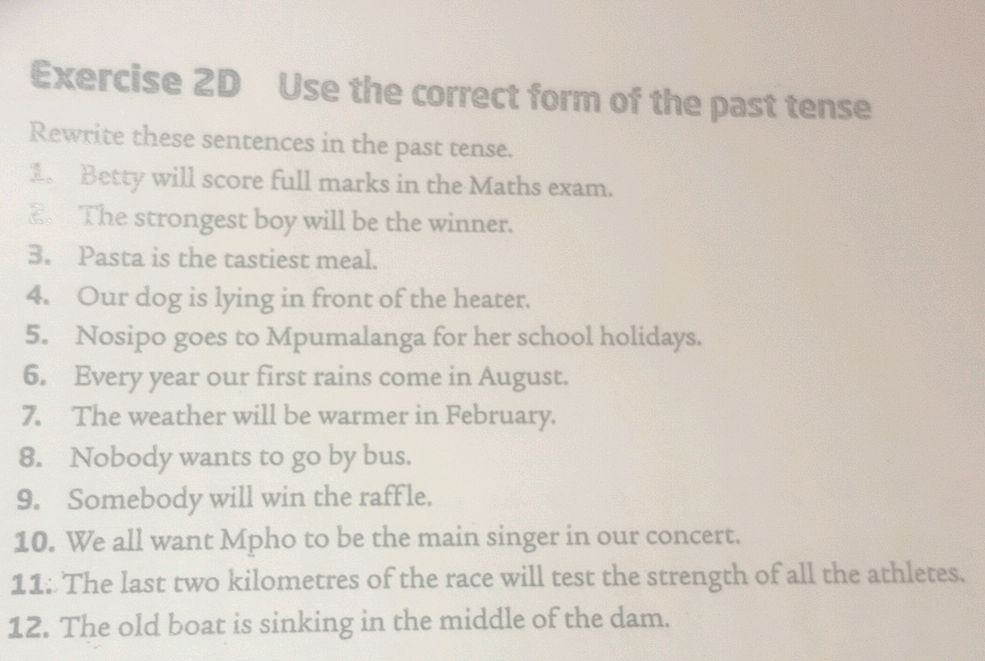 Exercise 2D Use the correct form of the past | StudyX