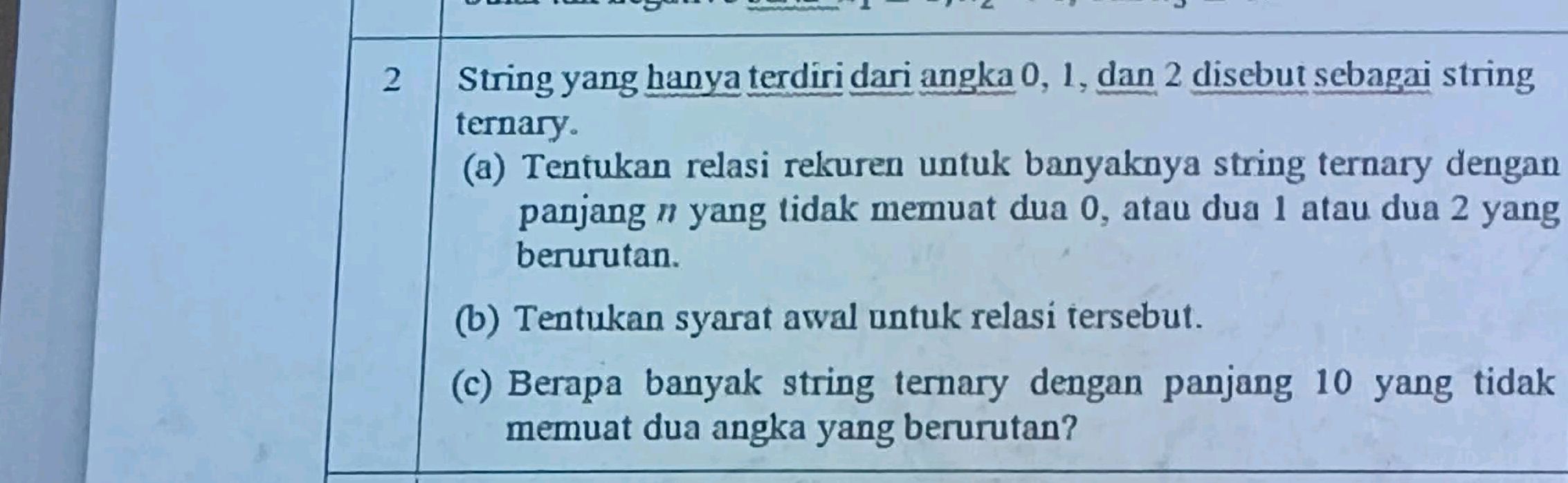 String yang hanya terdiri dari angka 0, 1, | StudyX