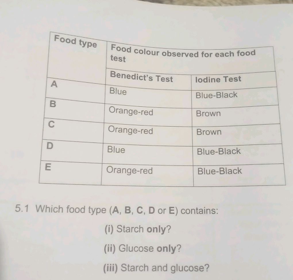 Food type | Food colour observed for each | StudyX